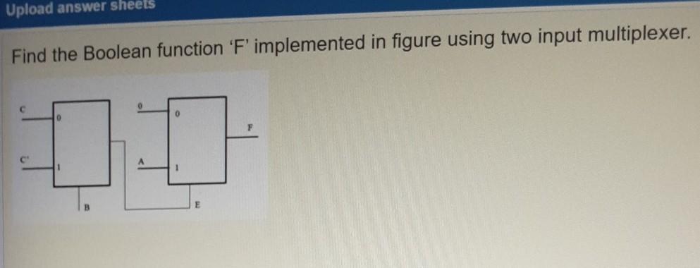 Solved Upload answer sheets Find the Boolean function | Chegg.com