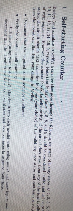 Solved 1 Self-starting Counter Design (and simulate to | Chegg.com