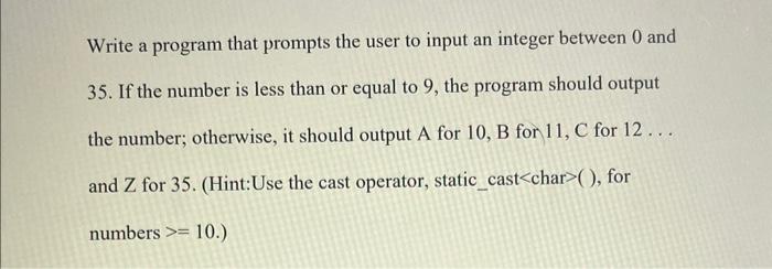 Solved Write a program that prompts the user to input an | Chegg.com