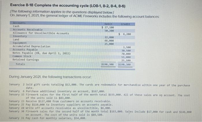 Solved Exercise 8-18 Complete the accounting cycle ( LO8-1, | Chegg.com