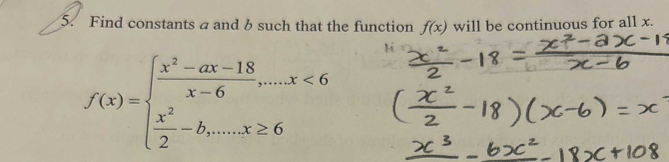 Solved Find constants a and b ﻿such that the function f(x) | Chegg.com
