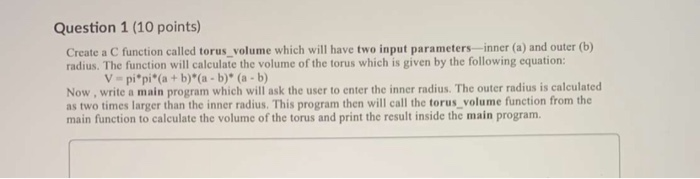 Solved Question 1 10 Points Create A C Function Called 