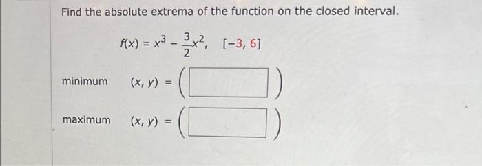 Solved Find the absolute extrema of the function on the | Chegg.com