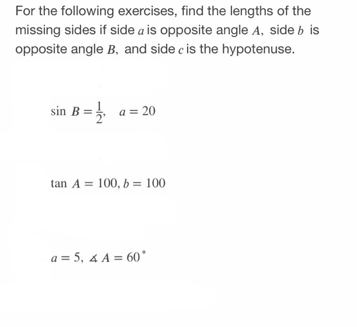 Solved For the following exercises, find the lengths of the | Chegg.com