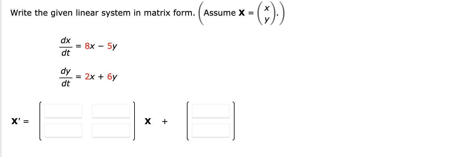 Solved Write the given linear system in matrix form. | Chegg.com