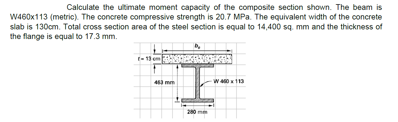 Solved Calculate the ultimate moment capacity of the | Chegg.com