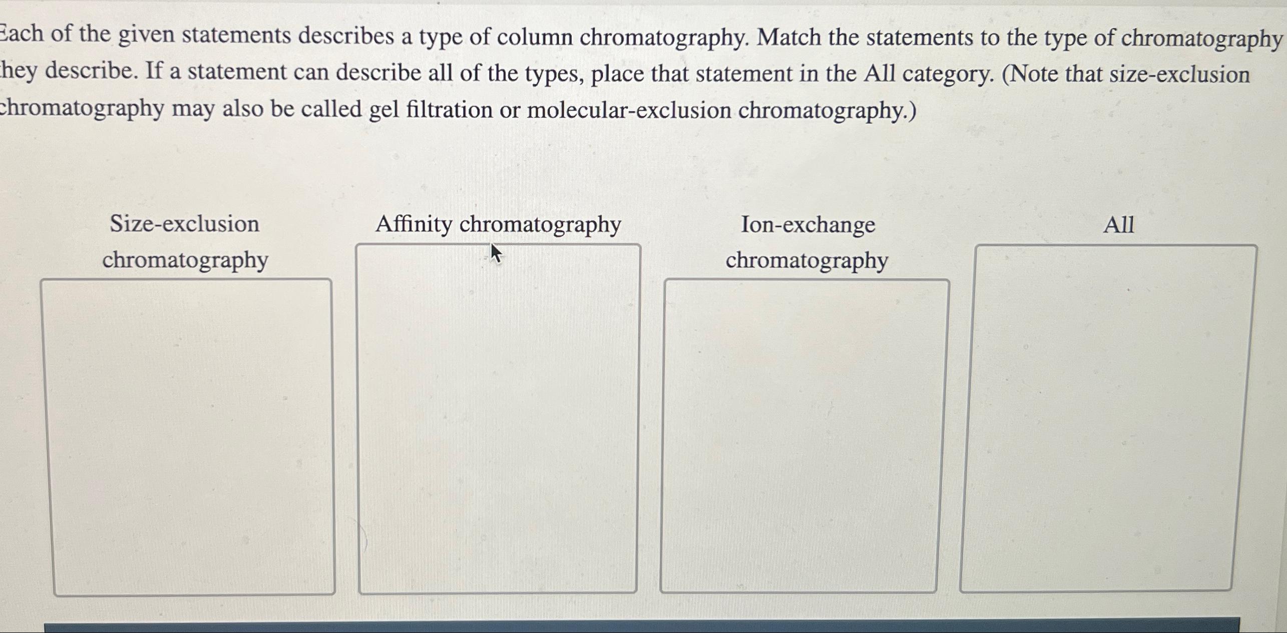 Solved Each of the given statements describes a type of | Chegg.com