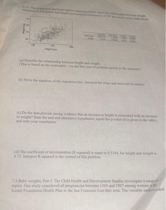 Solved (a) Deseribe the relationship between height and | Chegg.com