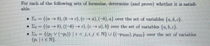 Solved For each of the following sets of formulas, determine | Chegg.com