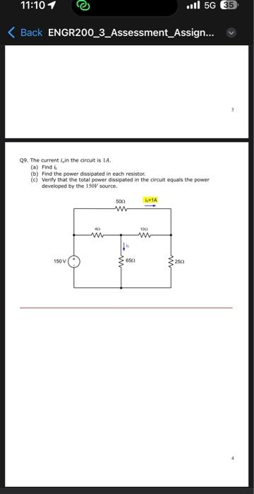 Solved Q4. Determine the current flowing through an element | Chegg.com