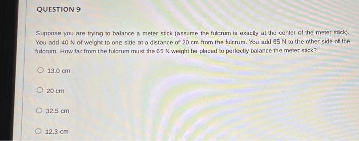 Solved Suppose you are trying to balance a meter stick | Chegg.com