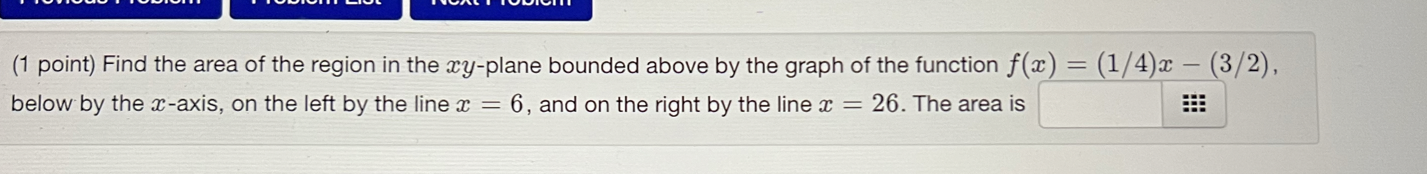Solved (1 ﻿point) ﻿Find the area of the region in the | Chegg.com