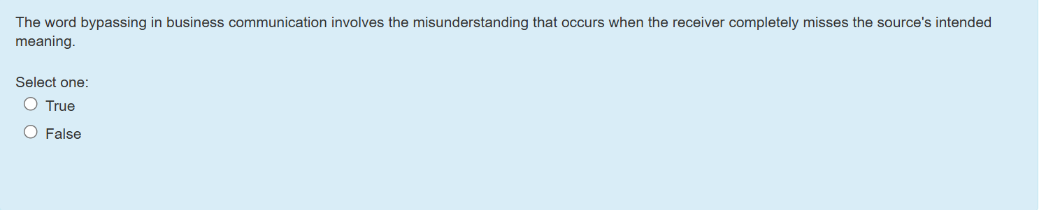Solved The word bypassing in business communication involves | Chegg.com