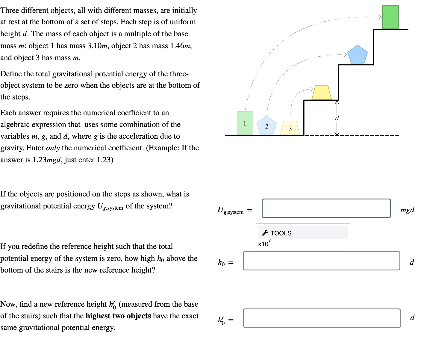 Solved Three different objects, all with different masses, | Chegg.com