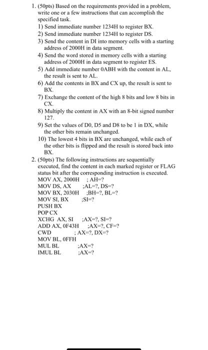 Solved 1. ( 50pts) Based on the requirements provided in a | Chegg.com