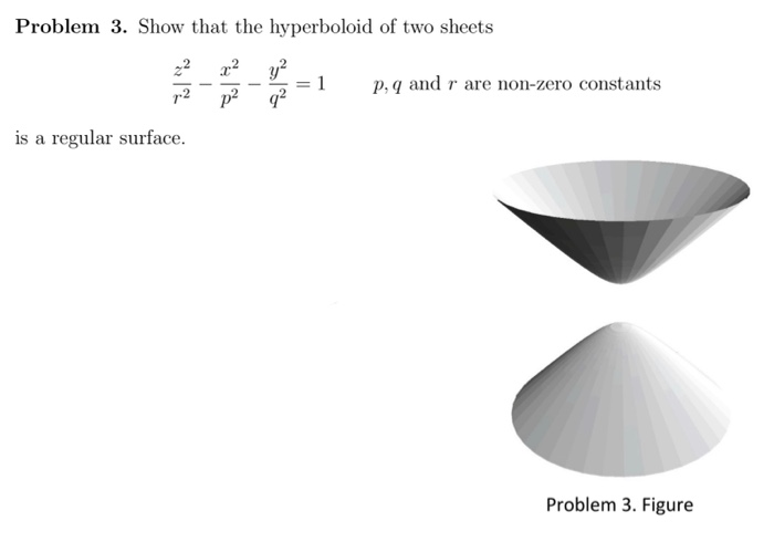 Solved Problem 3. Show that the hyperboloid of two sheets y? | Chegg.com