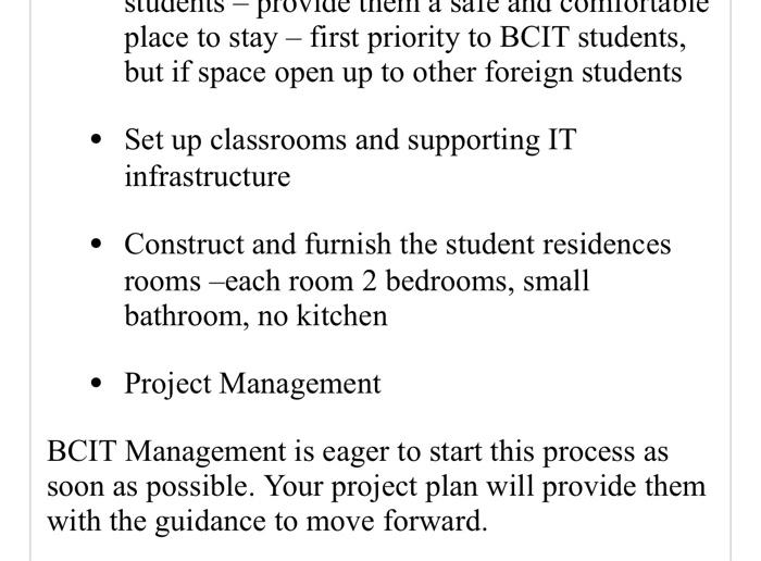 Solved place to stay - first priority to BCIT students, but | Chegg.com