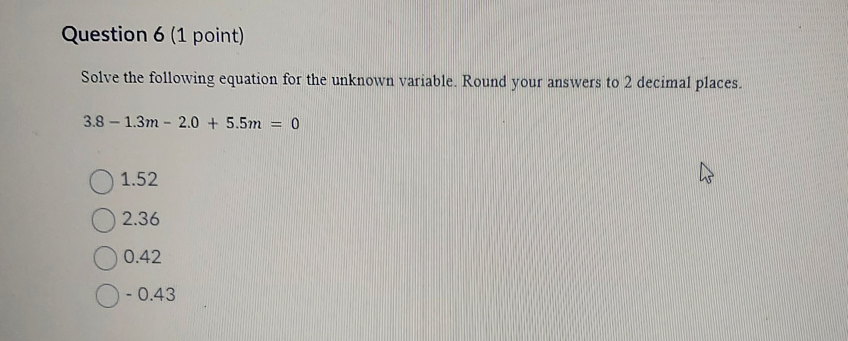 Solved Question 6 (1 ﻿point)Solve the following equation for | Chegg.com
