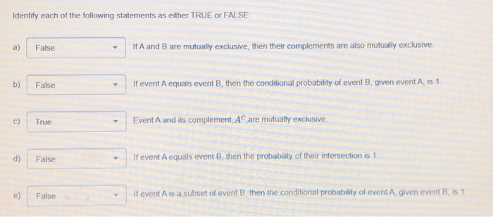 Solved Identify each of the following statements as either | Chegg.com