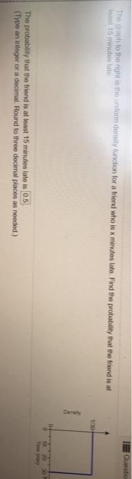 Solved Questio The graph to the right in the uniform density | Chegg.com