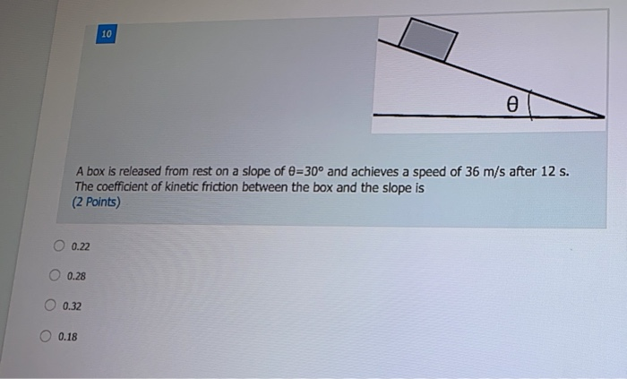 Solved 10 ө A box is released from rest on a slope of =30° | Chegg.com