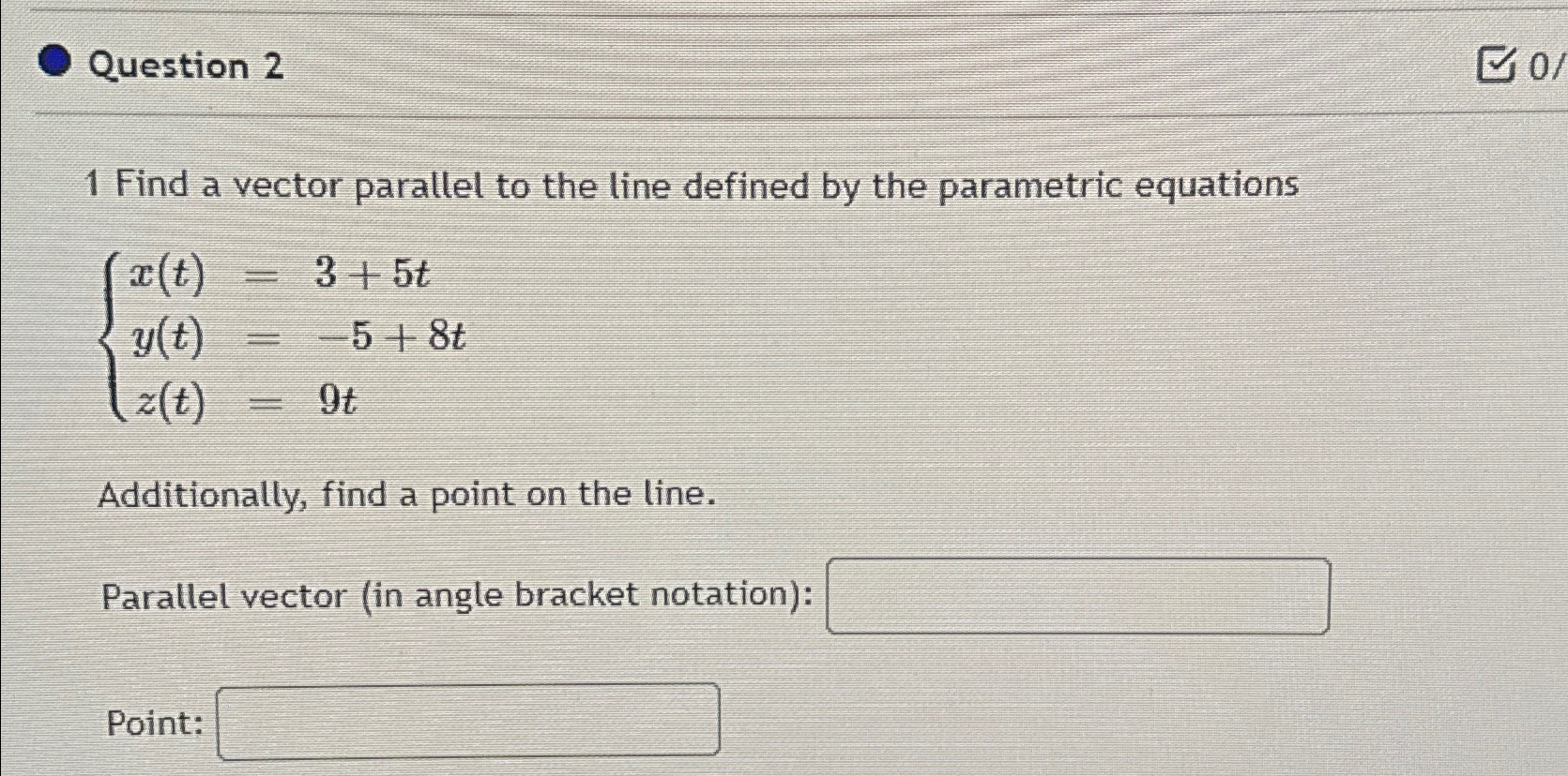 Solved Question 21 ﻿Find a vector parallel to the line | Chegg.com
