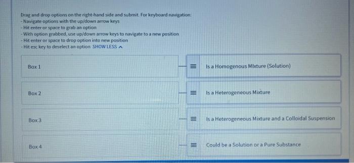 Solved Drag and drop options on the right hand side and | Chegg.com