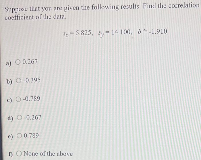 Solved Suppose that you are given the following results. | Chegg.com