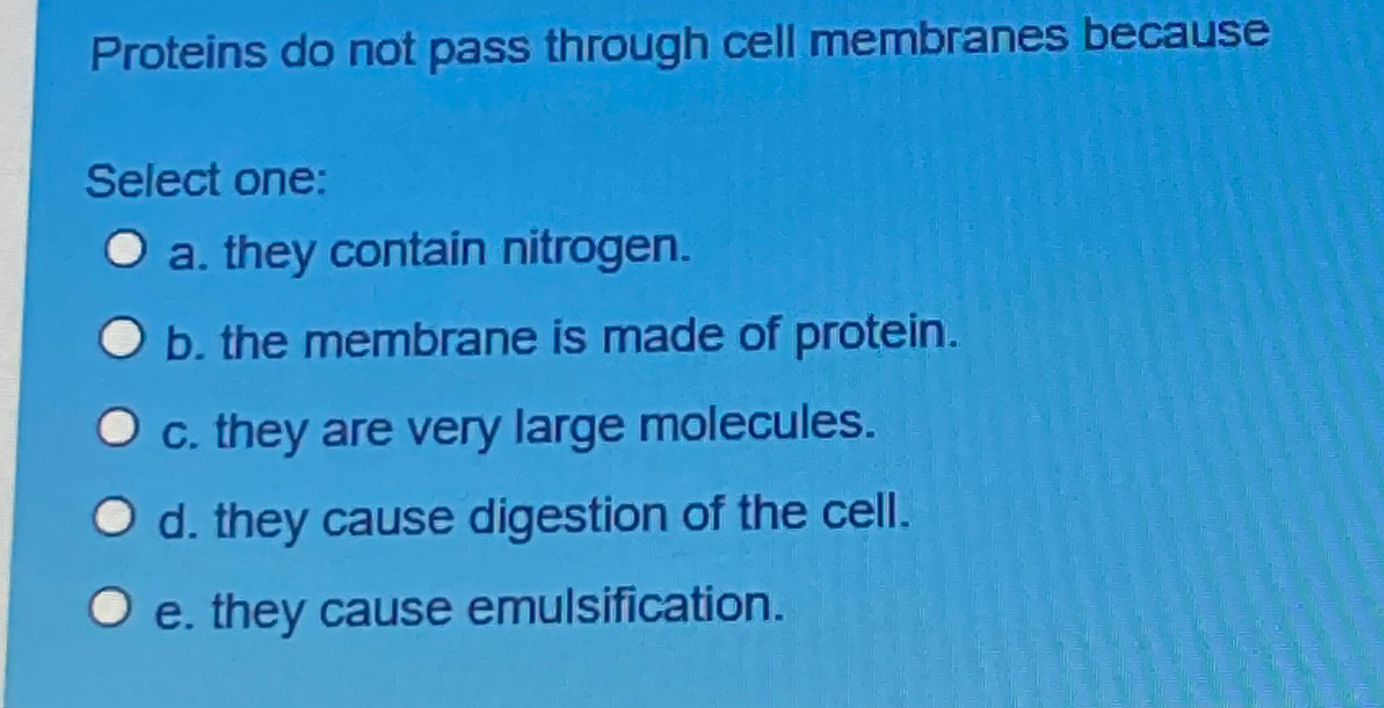 Solved Proteins do not pass through cell membranes | Chegg.com