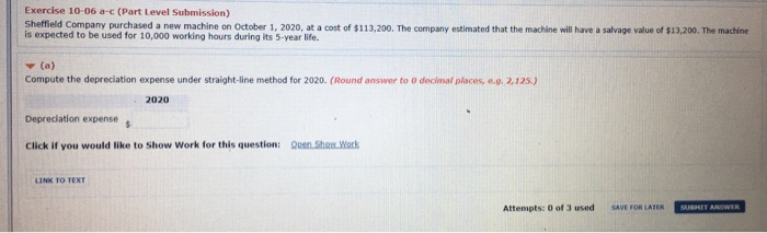 Solved Exercise 10-06 a-c (Part Level Submission) Sheffield | Chegg.com