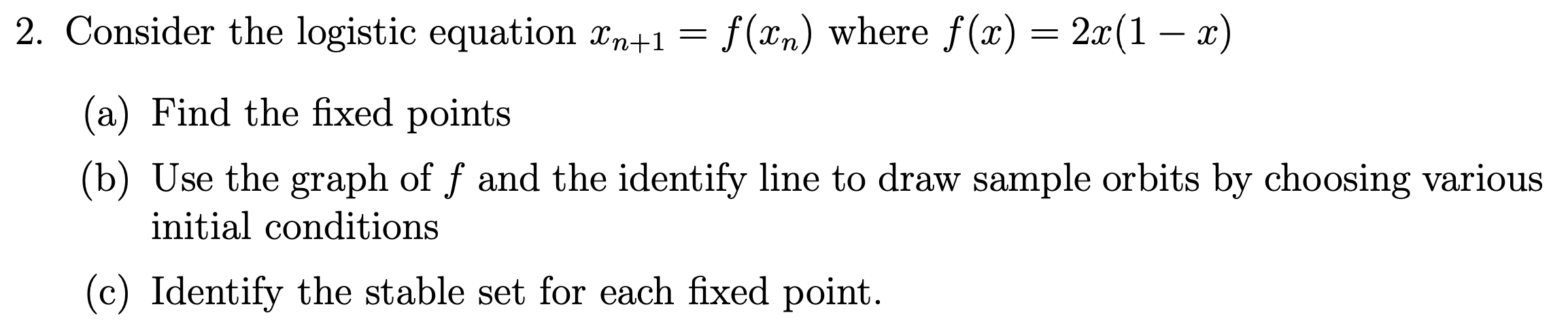 Solved Consider the logistic equation xn+1=f(xn) ﻿where | Chegg.com