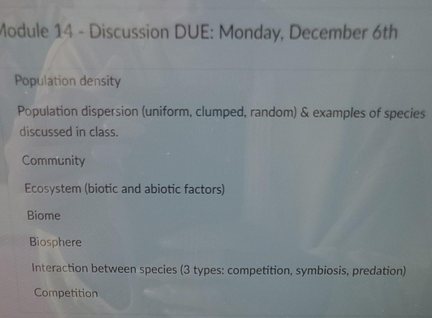 Module 14 - Discussion DUE: Monday, December 6th | Chegg.com