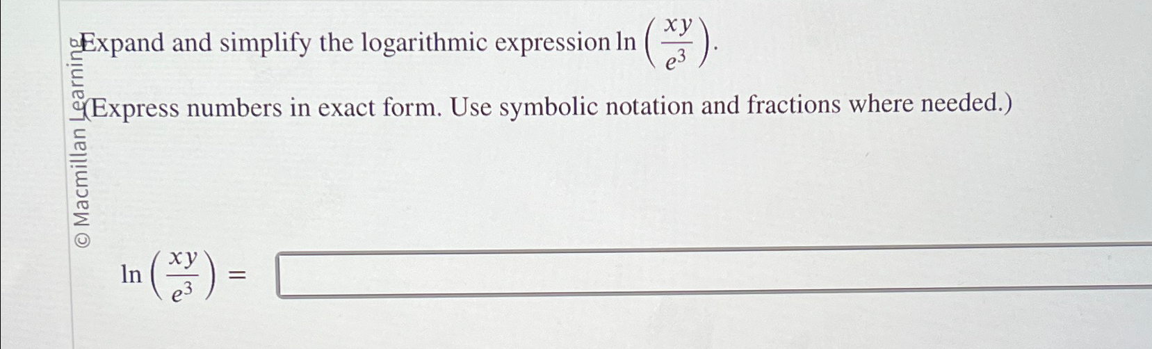 Solved Expand and simplify the logarithmic expression | Chegg.com