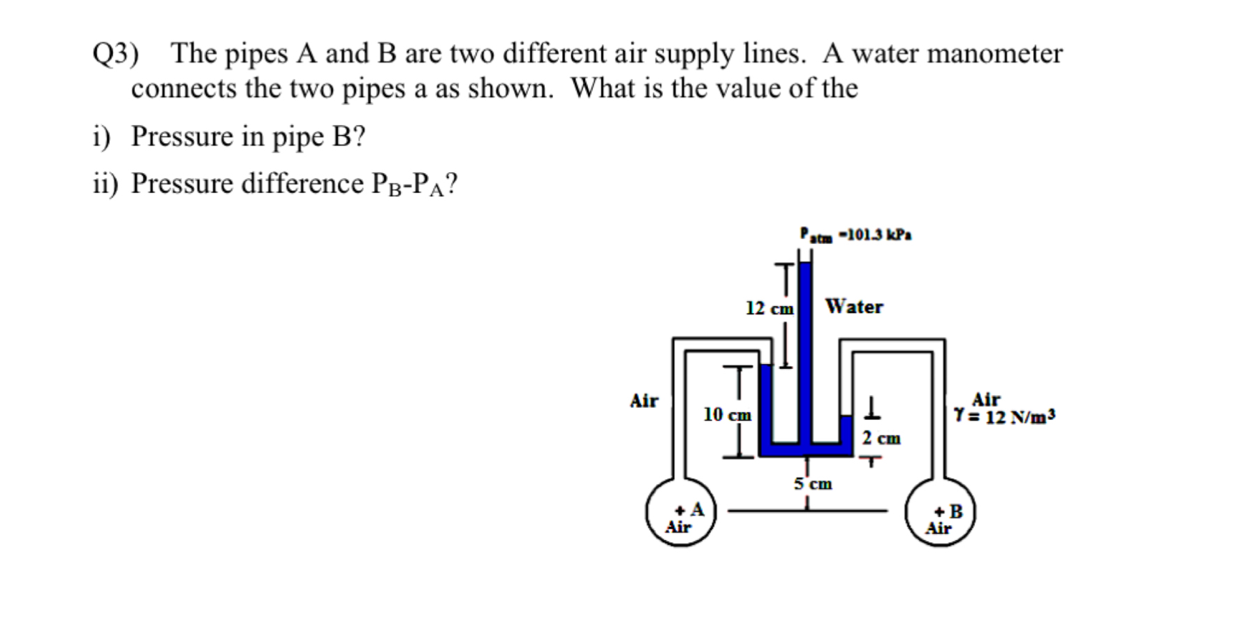 Solved Q3) ﻿The pipes A and B are two different air supply | Chegg.com
