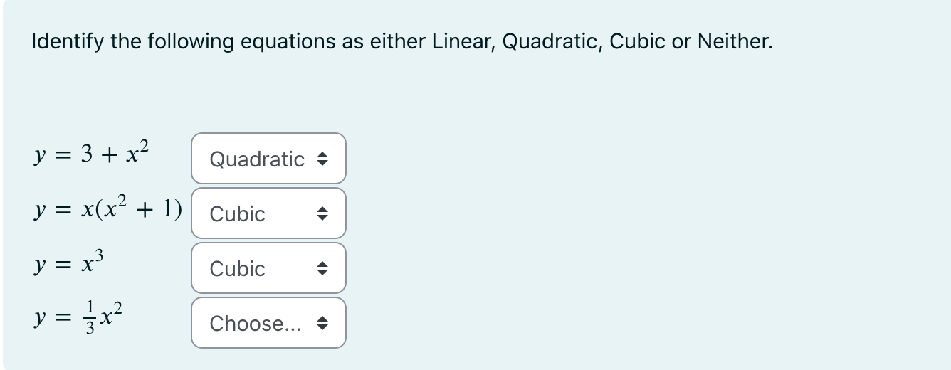 Solved Identify the following equations as either Linear, | Chegg.com