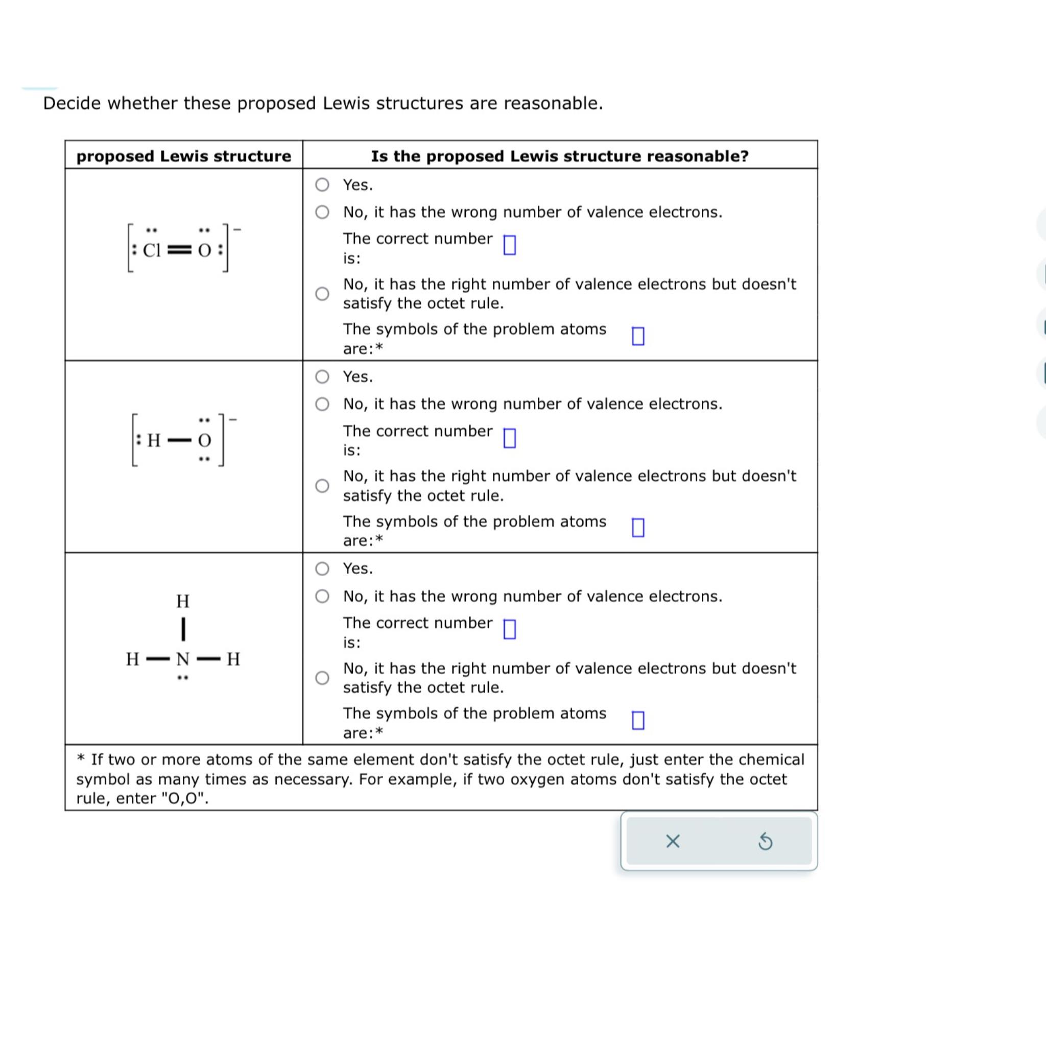 Solved Decide whether these proposed Lewis structures are | Chegg.com