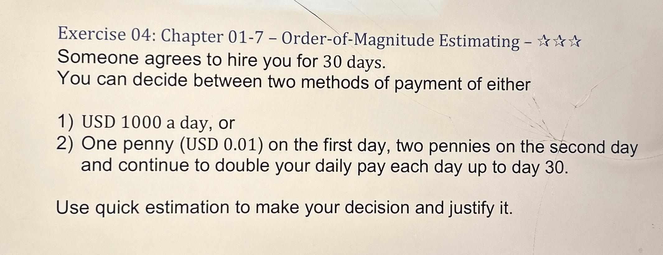 Solved Exercise 04: Chapter 01-7 - Order-of-Magnitude | Chegg.com