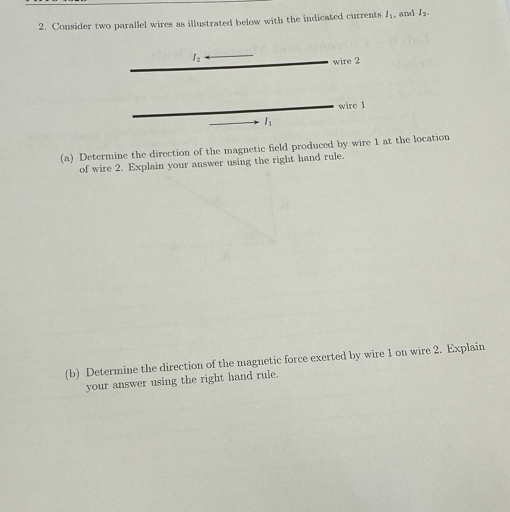 Solved Consider two parallel wires as illustrated below with | Chegg.com