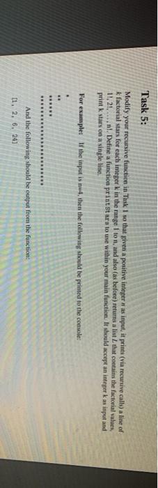 Solved Task 5: Modify your recursive function in Task 1 so | Chegg.com