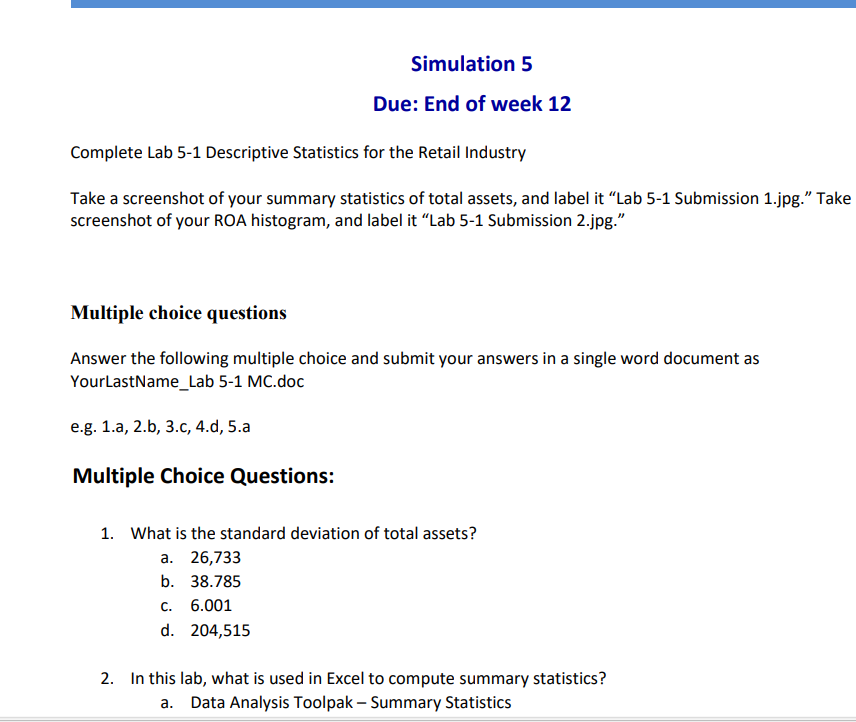 Solved Take a screenshot of your summary statistics of total | Chegg.com