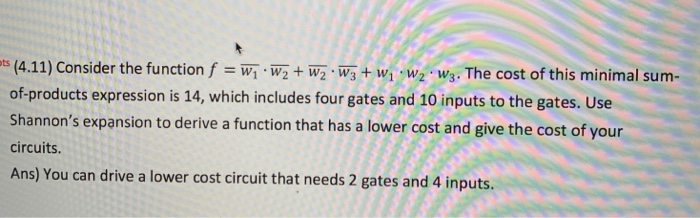 Solved ots (4.11) Consider the function f = WW2 + W2W3 + WW2 | Chegg.com