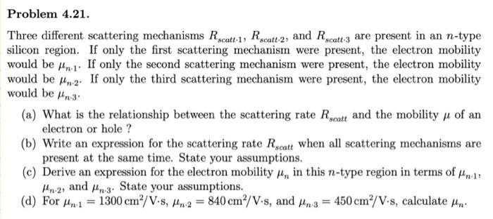 Solved Three different scattering mechanisms Rscatt 1,Rscatt | Chegg.com