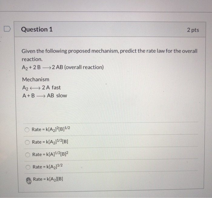 Solved Question 1 2 pts Given the following proposed | Chegg.com