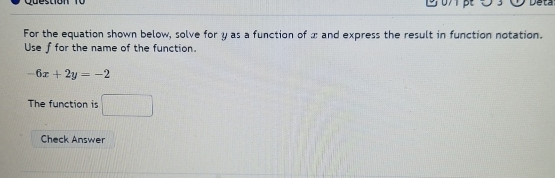 Solved For the equation shown below, solve for y ﻿as a | Chegg.com