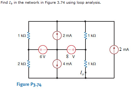 Solved Find I0 in the network in Figure 3.74 using loop | Chegg.com