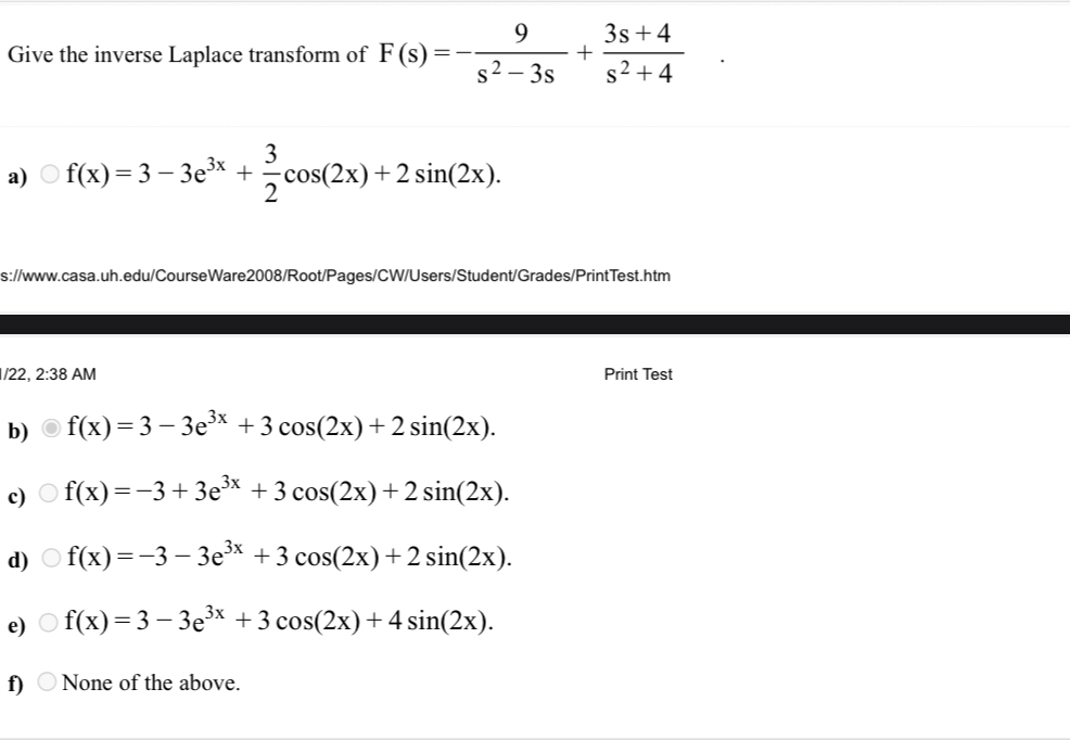 Solved Please show all work Give the inverse Laplace | Chegg.com
