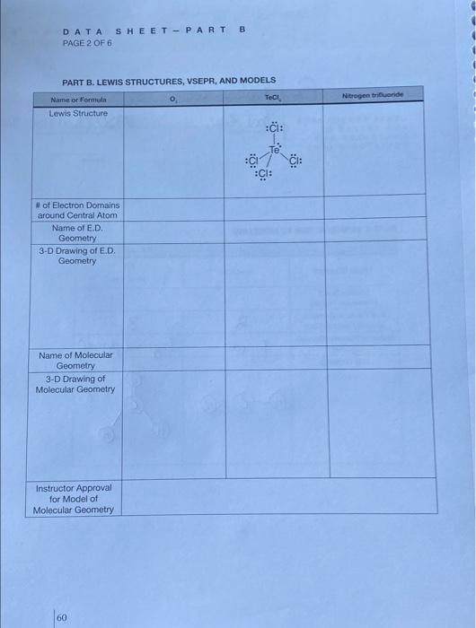 Solved DATA SHEET-PART B PAGE 2 OF 6 PART B. LEWIS | Chegg.com