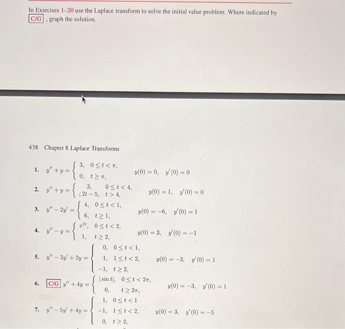 Solved In Exercises 1-20 use the Laplace transform to solve | Chegg.com