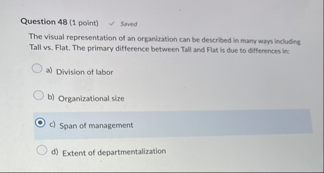 Solved Question 48 (1 ﻿point) ﻿SavedThe visual | Chegg.com