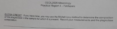 Solved GEOL2025 ﻿MineralogyPractical Report 4 - | Chegg.com